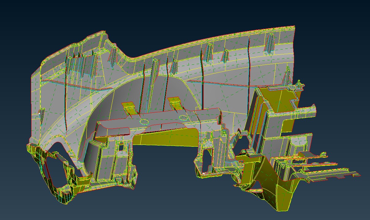 2D Meshing of Instrumental Panel of car : Skill-Lync