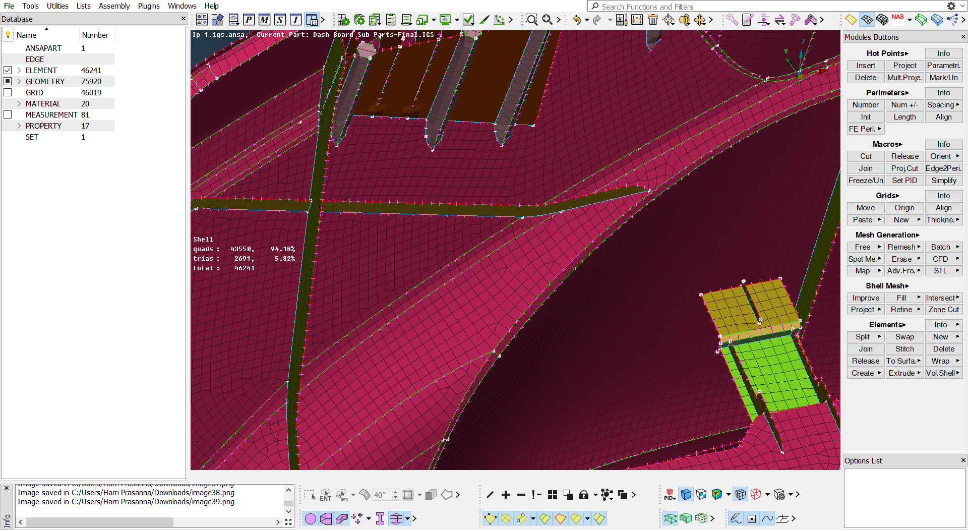 ANSA Project - DASHBOARD - Midsurface extraction and Shell Meshing ...