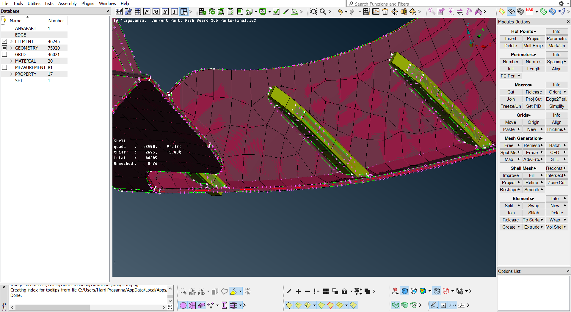 ANSA Project - DASHBOARD - Midsurface extraction and Shell Meshing ...