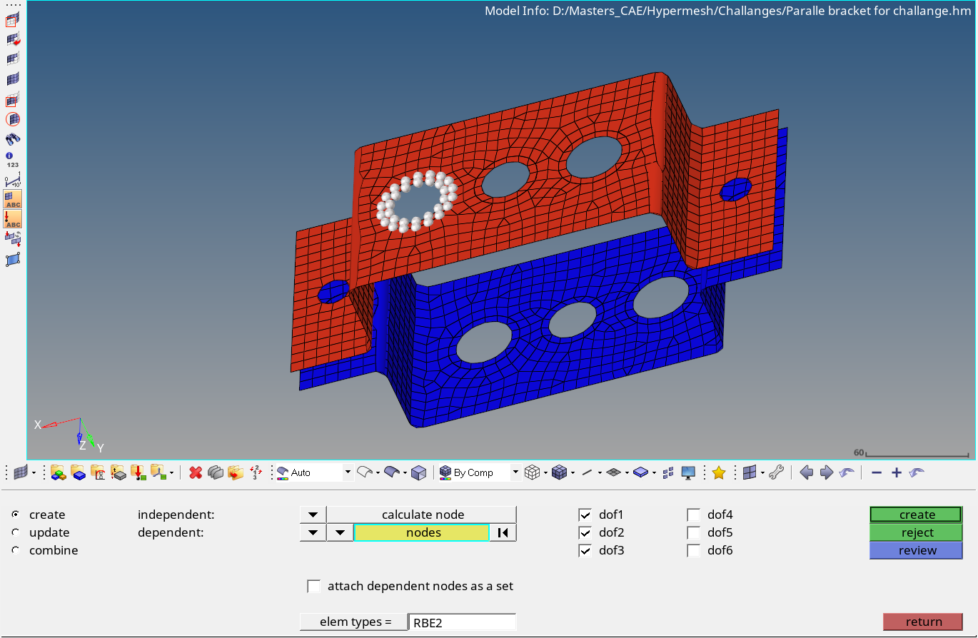 Creating 1-D elements for the given component using Hypermesh : Skill-Lync
