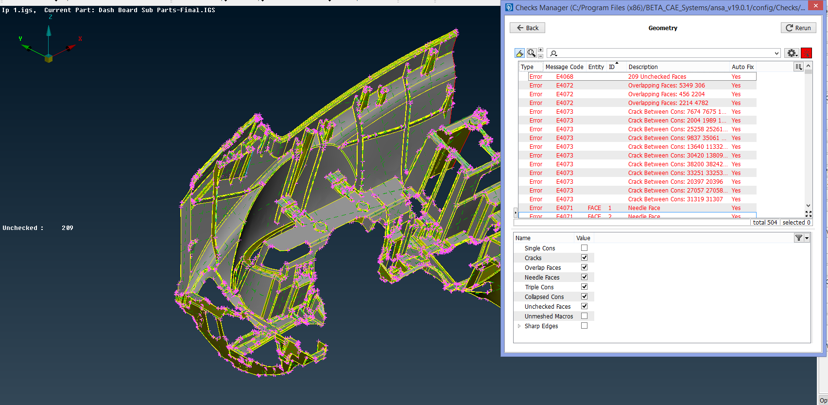 Shell Meshing of Instrument panel substrate : Skill-Lync