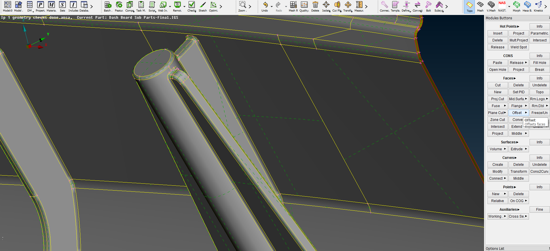 Shell Meshing of Instrument panel substrate : Skill-Lync