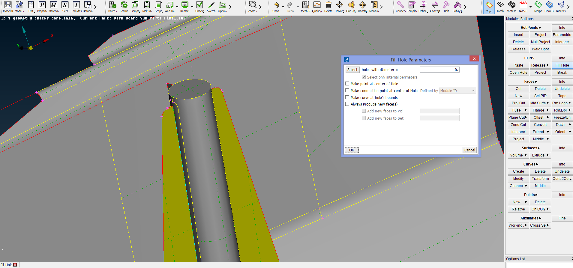 Shell Meshing of Instrument panel substrate : Skill-Lync