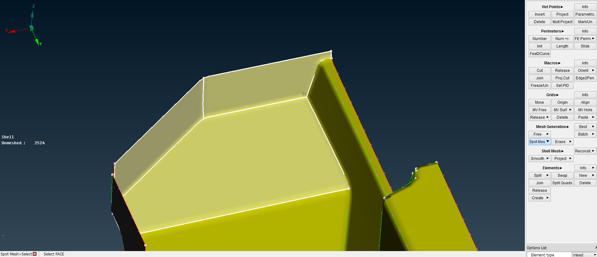 Shell Meshing of Instrument panel substrate : Skill-Lync