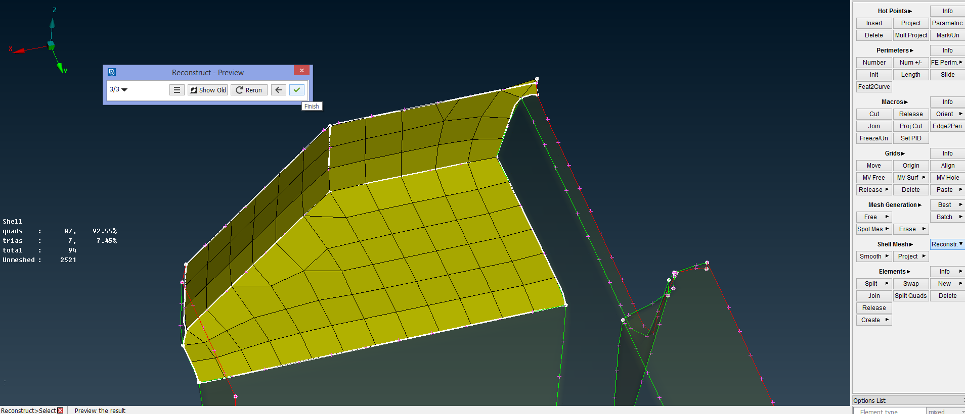 Shell Meshing of Instrument panel substrate : Skill-Lync