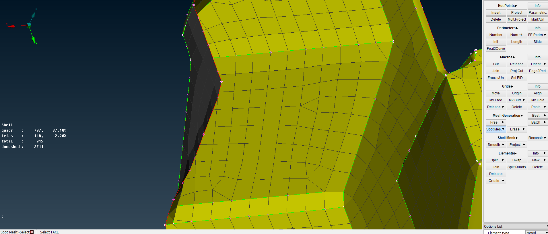 Shell Meshing of Instrument panel substrate : Skill-Lync