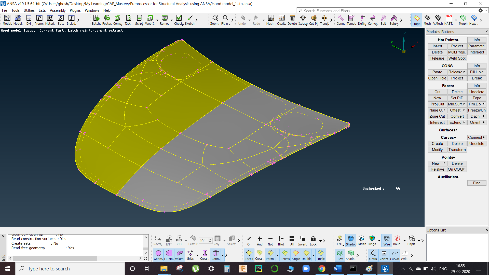 2-D Meshing of Car Hood using ANSA : Skill-Lync