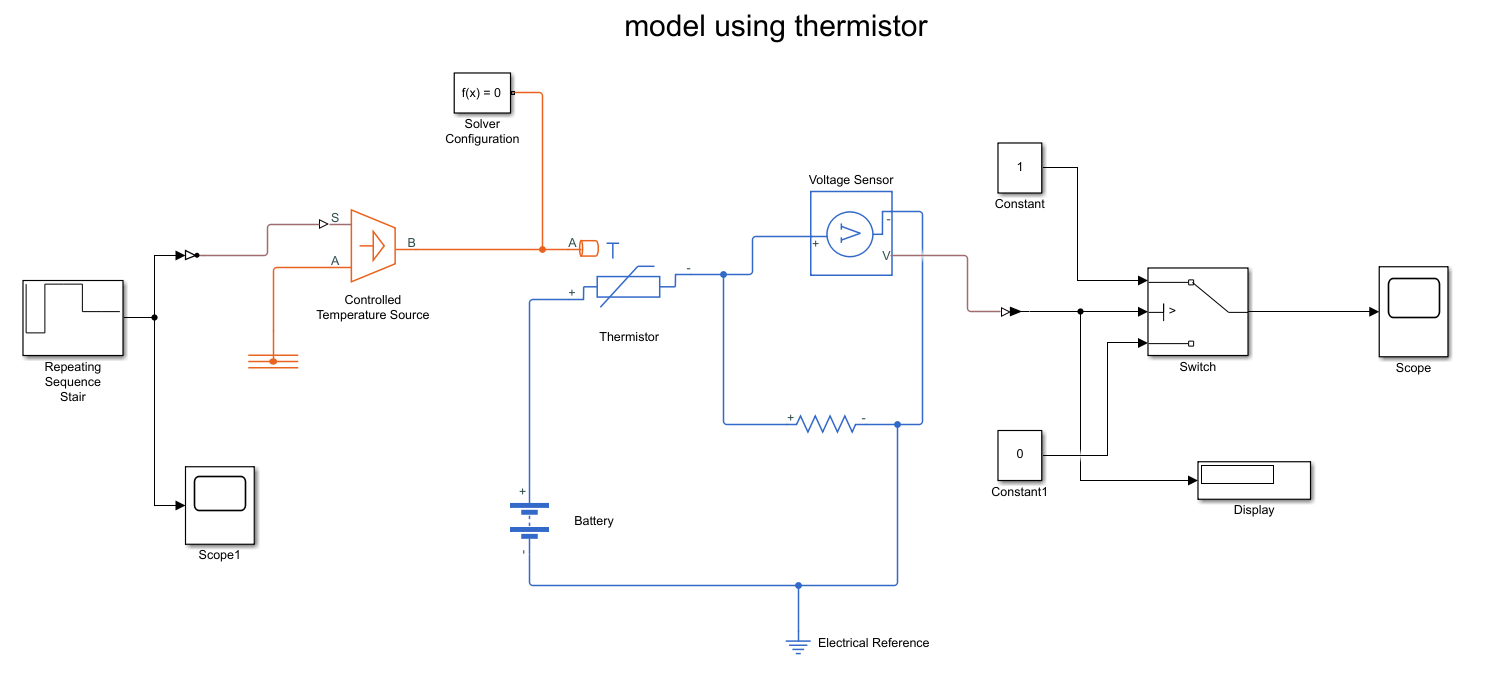 Simulink model of doorbell and sensing temperature using thermistor ...
