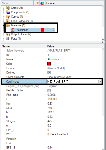 Comparison of Failure Johnson Material Model Law1, Law2, Law27 and ...