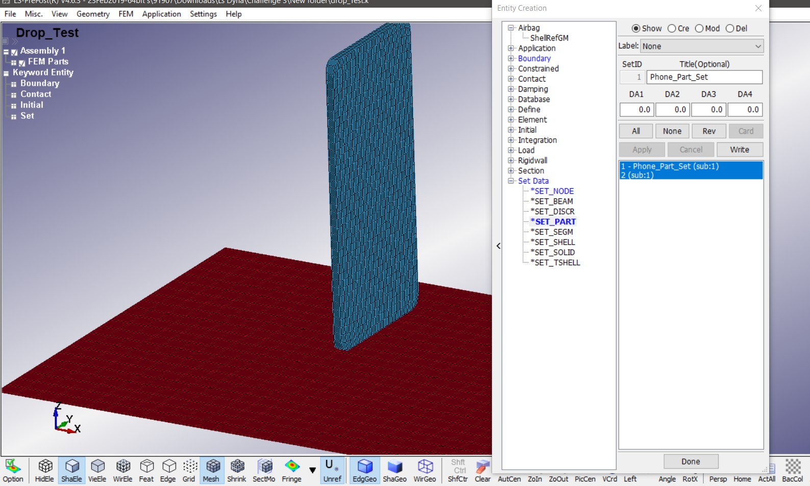 Week - 3 Drop test Challenge : Skill-Lync