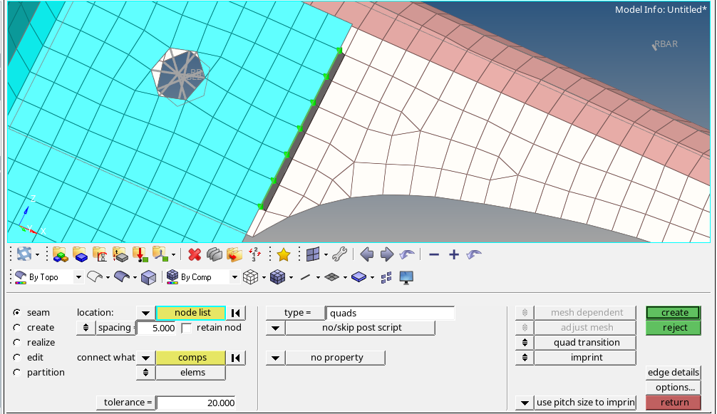 Creating 1D Connectors for the given Frame component using Hypermesh : Skill-Lync