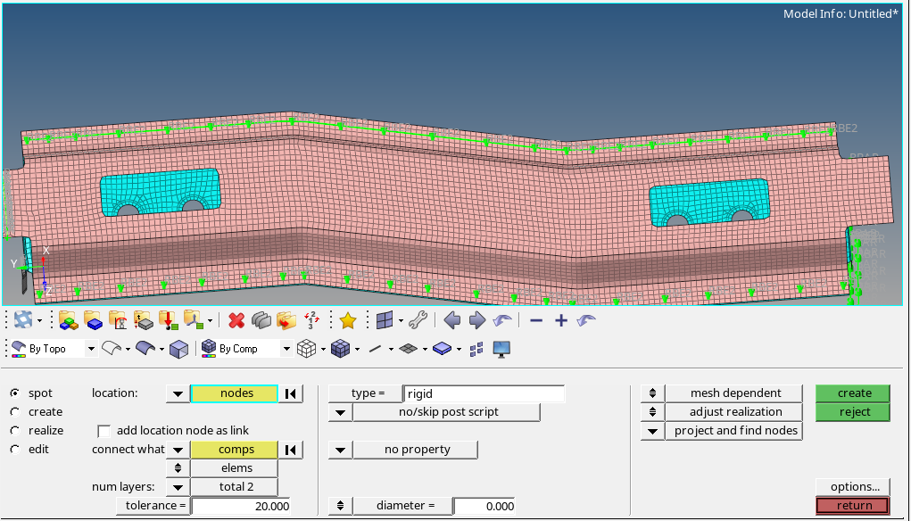 Creating 1D Connectors for the given Frame component using Hypermesh : Skill-Lync
