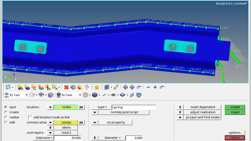 Creating 1D Connectors for the given Frame component using Hypermesh : Skill-Lync