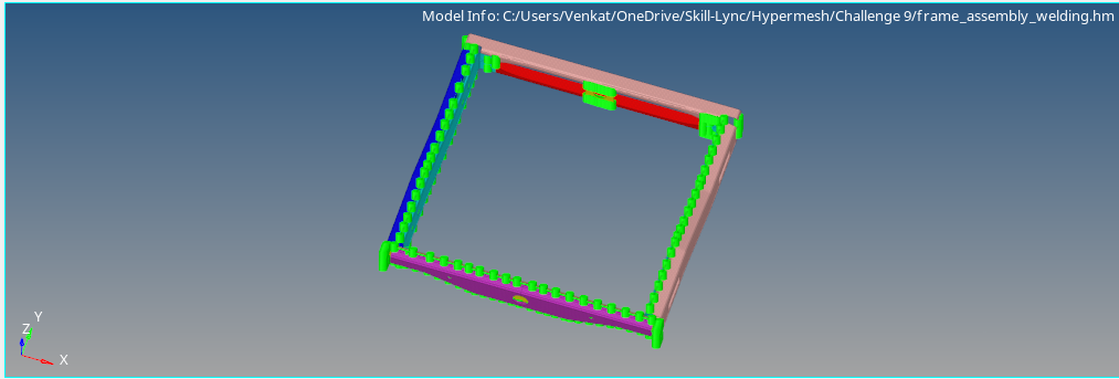 Creating 1D Connectors for the given Frame component using Hypermesh : Skill-Lync
