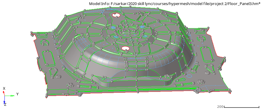 Shell Meshing Car Floor Panel for spare tire cabinet using HYPERMESH ...