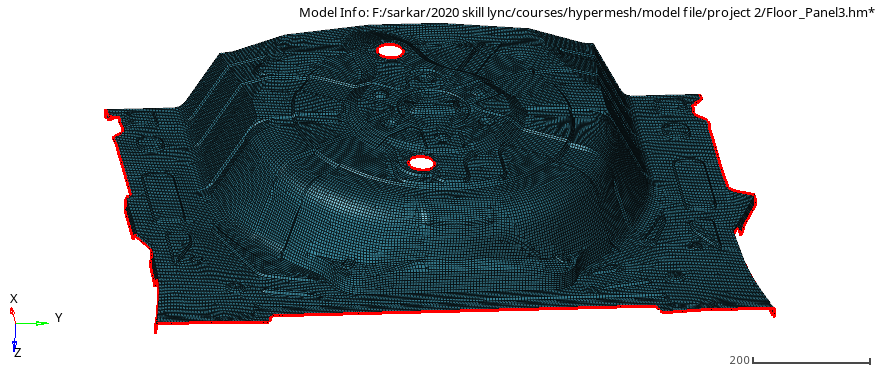 Shell Meshing Car Floor Panel for spare tire cabinet using HYPERMESH ...