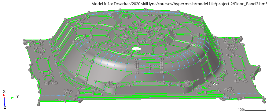 Shell Meshing Car Floor Panel for spare tire cabinet using HYPERMESH ...
