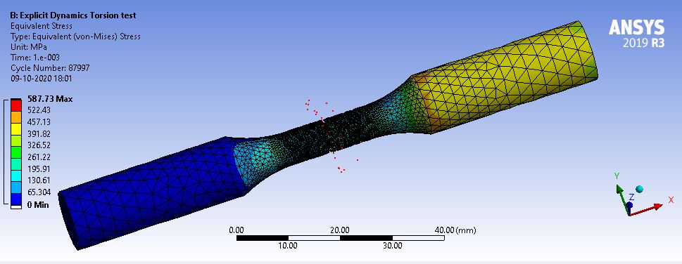 Tension and Torsion test on a specimen using Explicit Dynamics Module ...