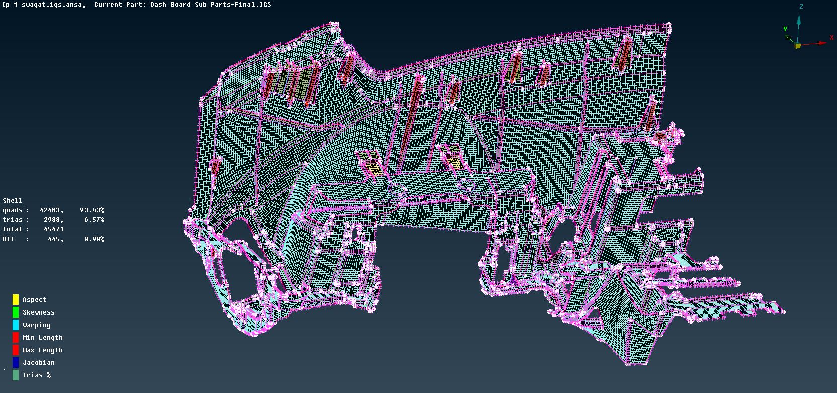Pre-processing of dashboard or instrument panel of car using ANSA ...