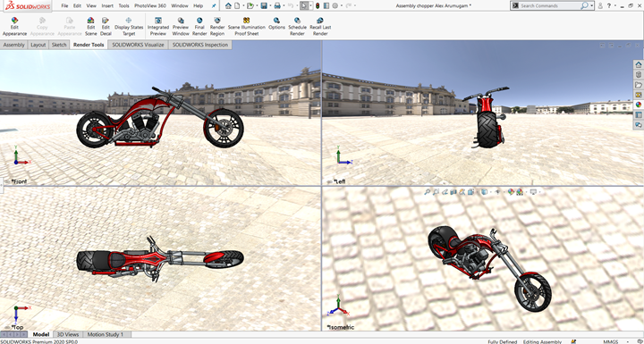 Designing an American Chopper with Photo realistic rendering