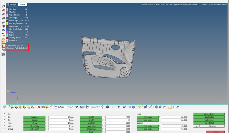 Shell Meshing on a Side Door Trim using Hypermesh : Skill-Lync