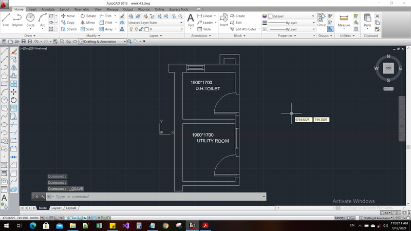 AutoCAD_Residence Floor Plan, Seating Plan, Toilet and Utility room ...