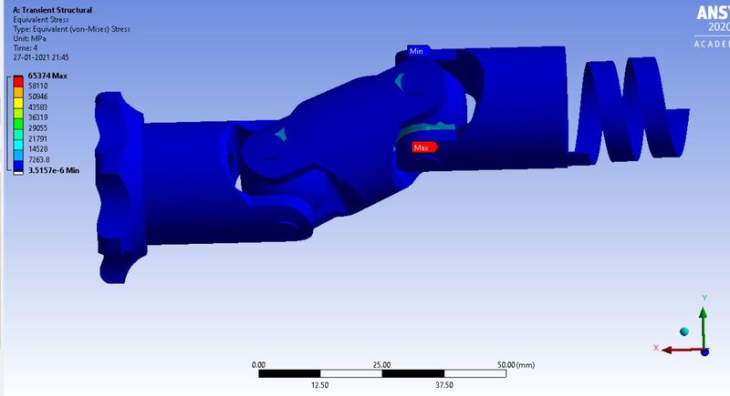Transient Structual Analysis of a Universal Joint with spring using ANSYS Workbench : Skill-Lync