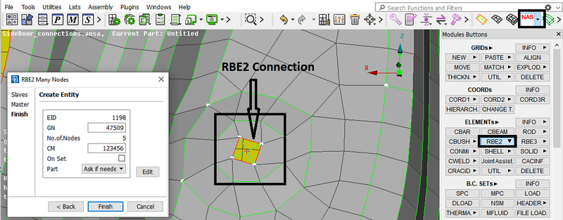 Creating connection for Rear door in ANSA : Skill-Lync