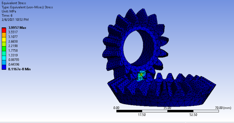 Grid dependency test for the Bevel gear simulation : Skill-Lync