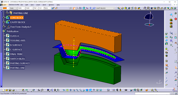 CORE & CAVITY DESIGNING OF SWITCH BEZEL USING CATIA : Skill-Lync