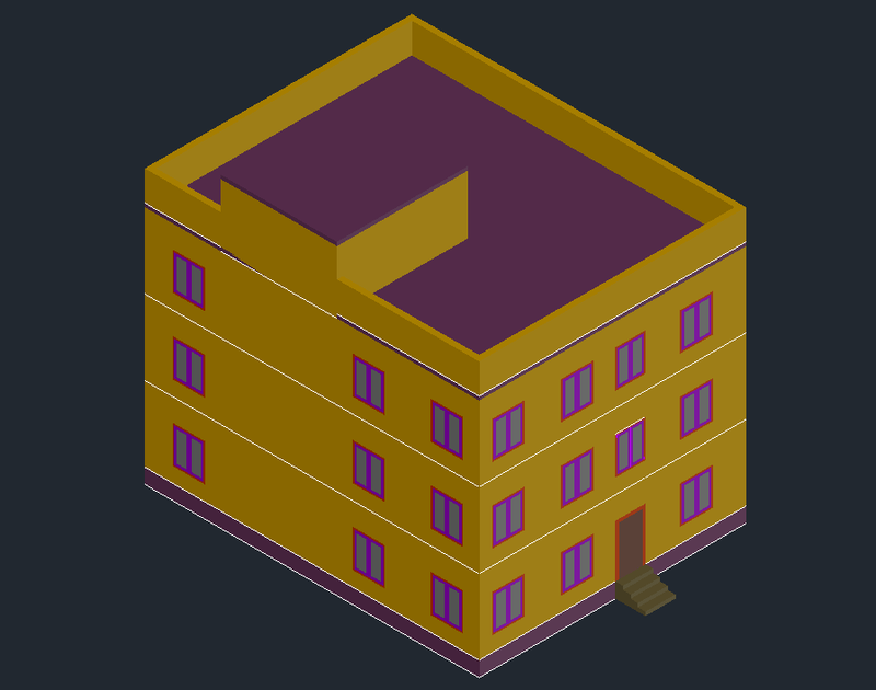 Creating a 3D rendered model for a Residential Building in AutoCad ...