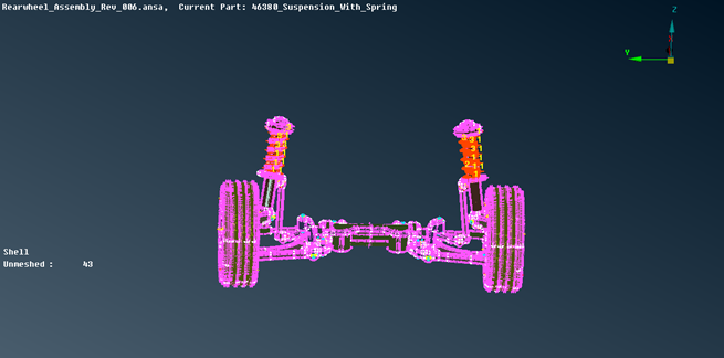 Meshing of a rear wheel assembly of an automobile by deploying ...