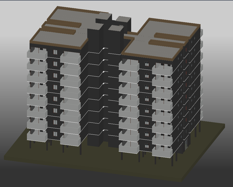 Creating a 3D rendered model for a Residential Building in AutoCad ...