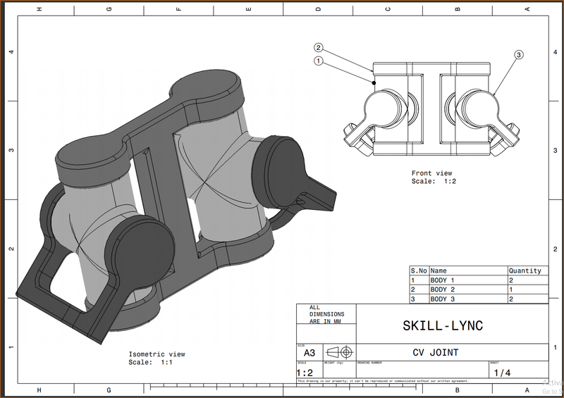 Creating and Assembling QRM & CV joint mechanism in Assembly Workbench : Skill-Lync