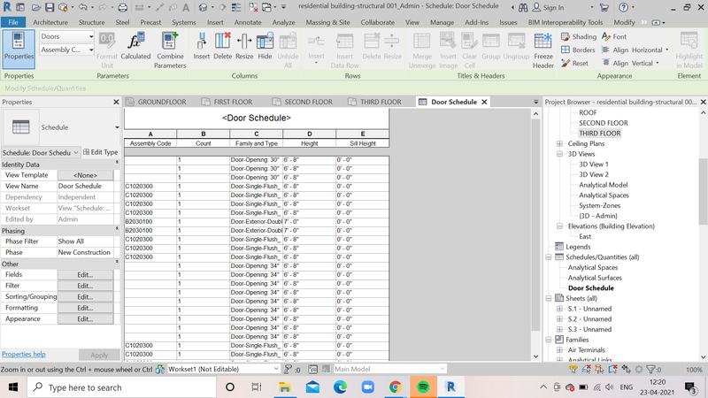 Preparing Schedule & Cost Estimation for a building using REVIT : Skill ...