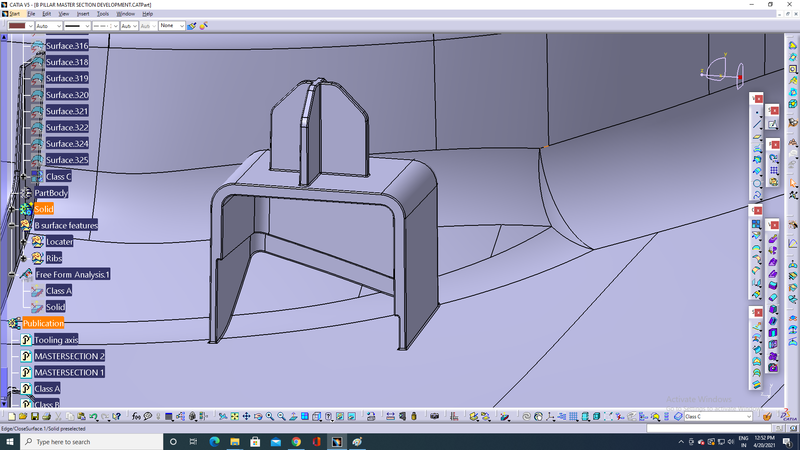To create Class B surface, Class C surface and attachment features of B ...