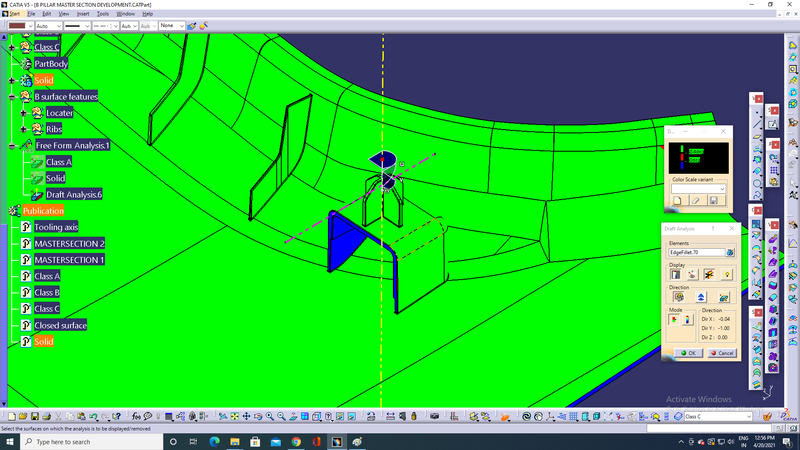 To create Class B surface, Class C surface and attachment features of B ...