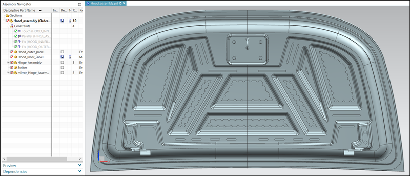 Design and assembly of an Automobile Hood. : Skill-Lync