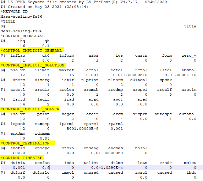 Studying the effect of Mass scaling in LS- Dyna : Skill-Lync