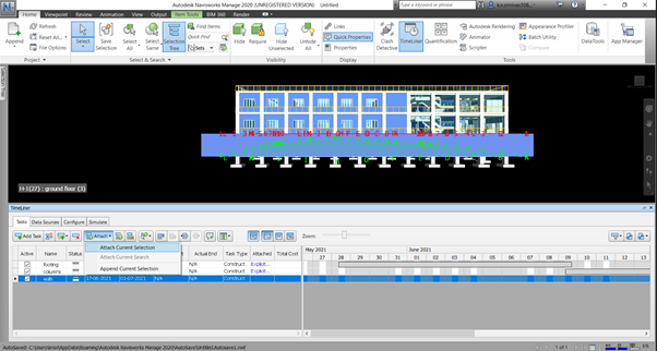 Usage of Navigation tool , Timeliner and Clash Detection test using ...