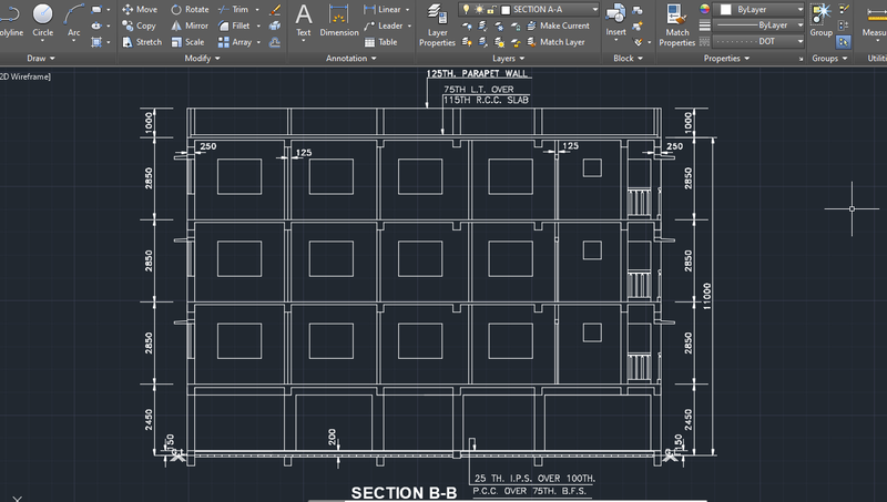 Creating a Layout, Section and Elevation with dimensions using AutoCad ...