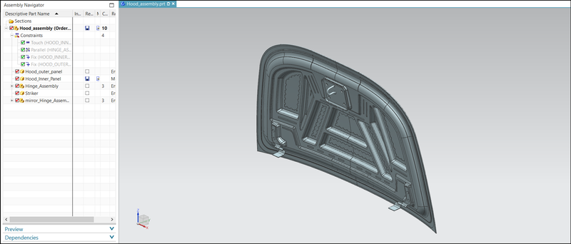 Design and assembly of an Automobile Hood. : Skill-Lync