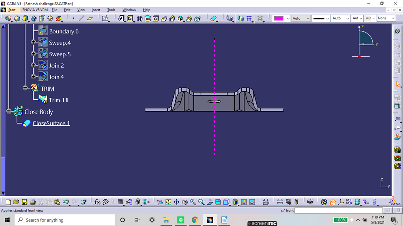 PLASTIC TRIM- BASE BRACKET USING CATIA V5 : Skill-Lync