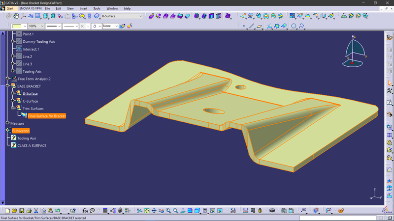Automotive Plastic Base Bracket Design using Class A as input : Skill-Lync