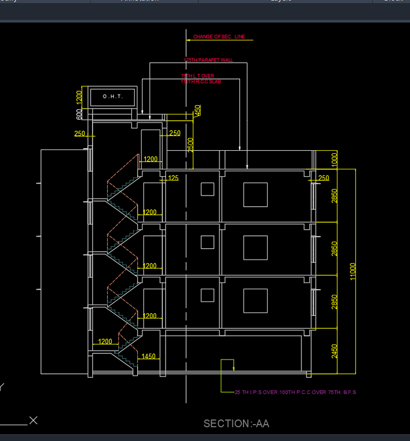 Creating a Layout, Section and Elevation with dimensions using AutoCad ...
