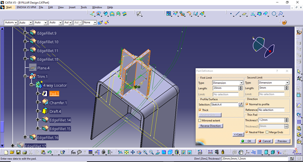 B pillar design using Master Section : Skill-Lync