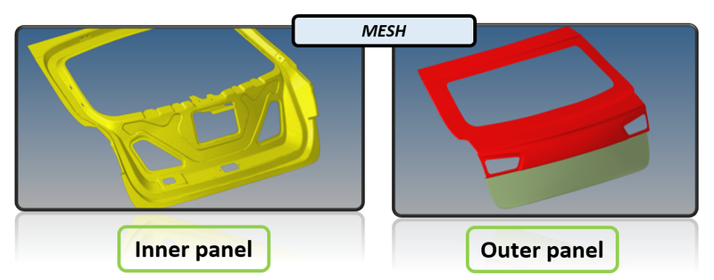 Extracted mid surface & Performed shell mesh manually for a tailgate of ...