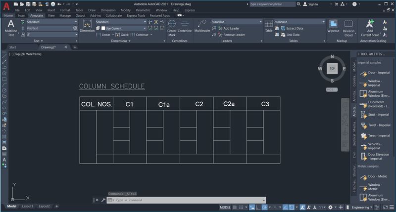 Creation of Column Schedule and Drawing Template using AutoCad : Skill-Lync