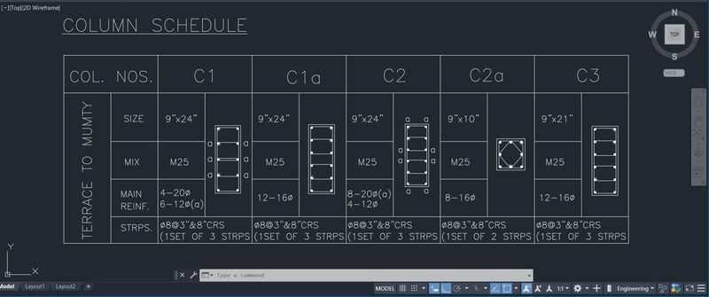 Creation of Column Schedule and Drawing Template using AutoCad : Skill-Lync