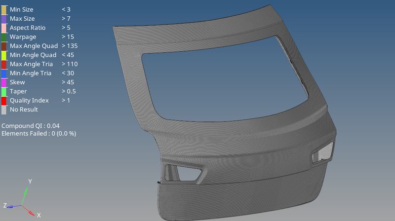 Extracted mid surface & Performed shell mesh manually for a tailgate of ...